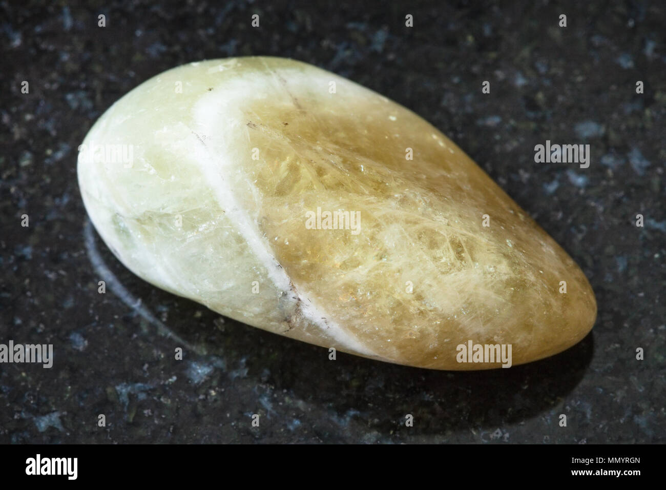 macro shooting of natural rock specimen - tumbled Prasiolite (green ...