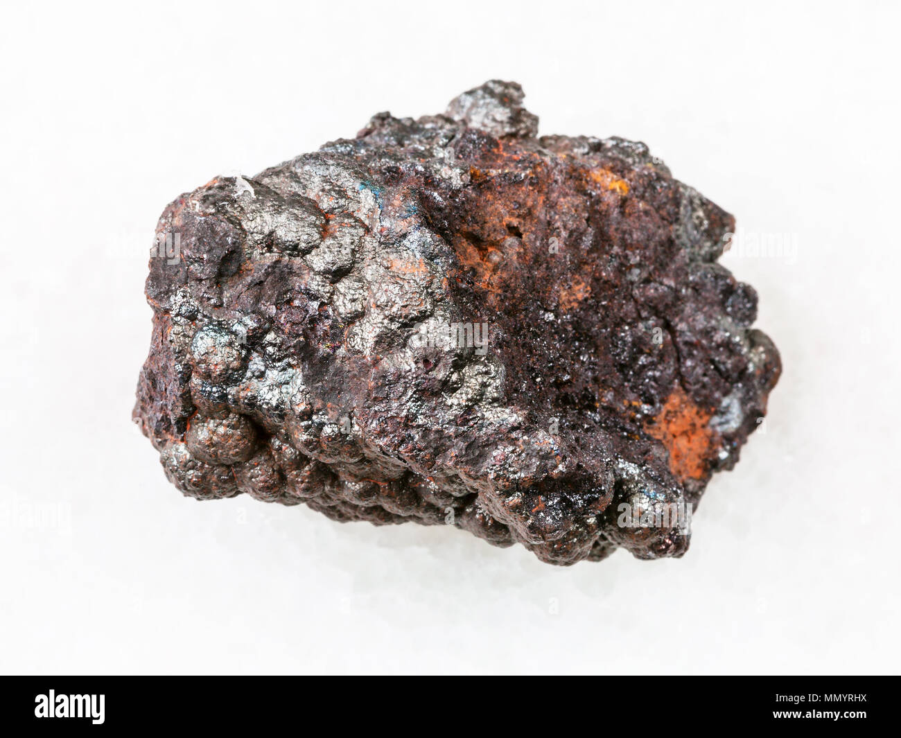 macro shooting of natural rock specimen - rough Goethite stone on white ...
