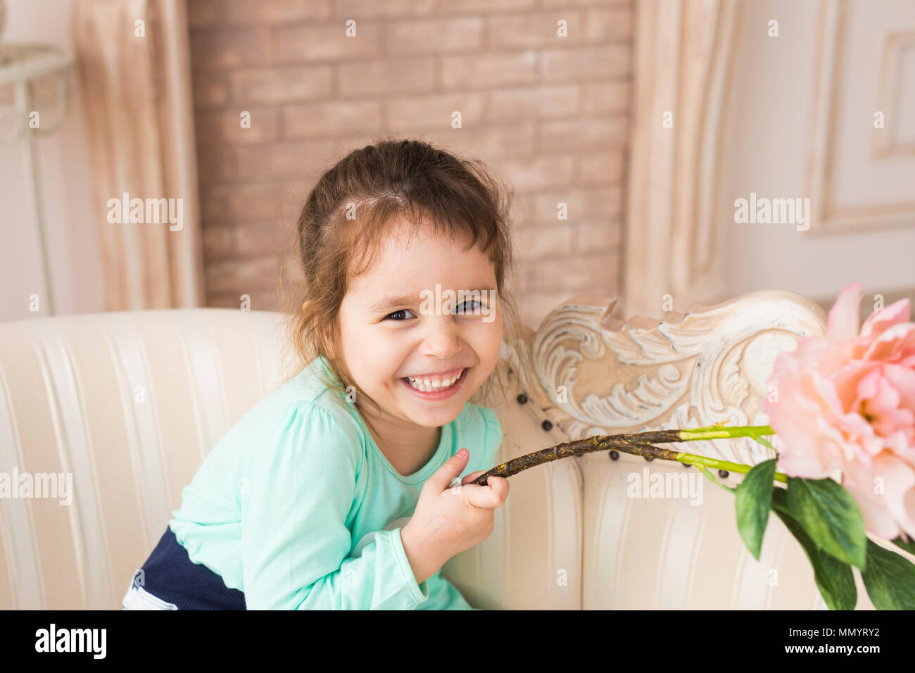 Laughing cute girl portrait Stock Photo - Alamy