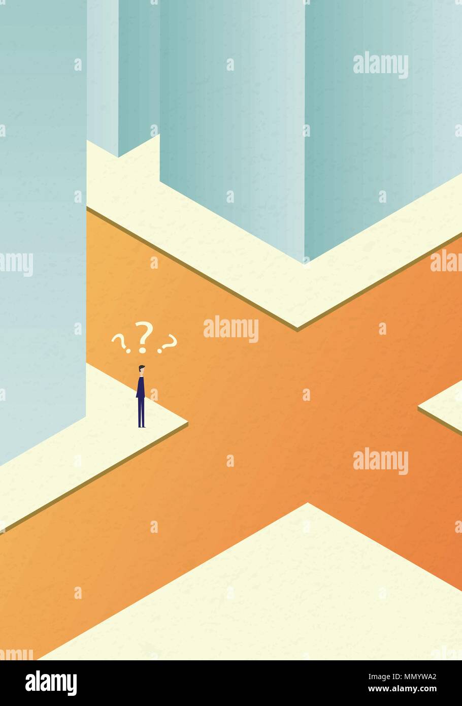 vector business finance.two businessman Confused at the crossroad ...