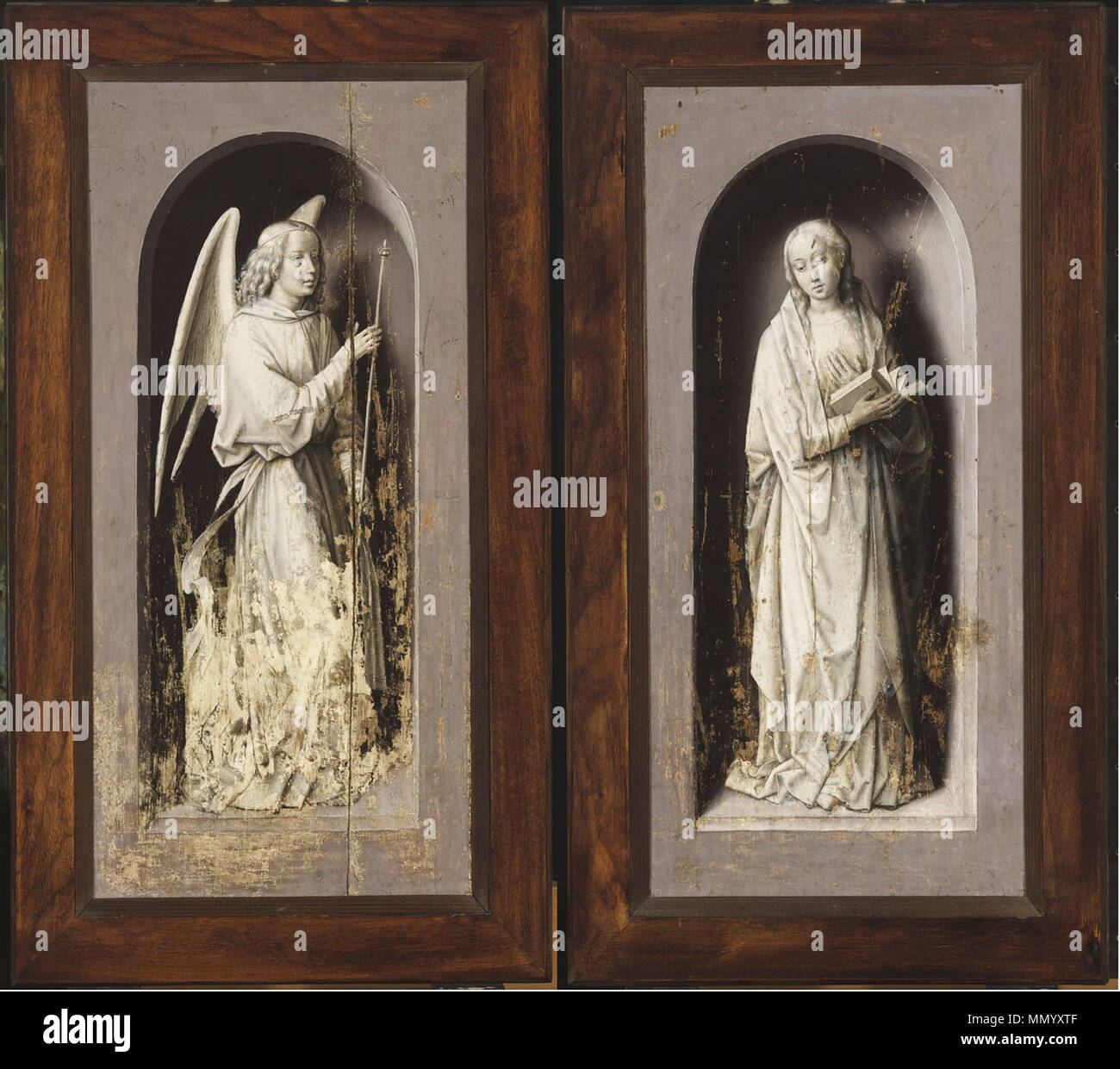 . External view of the wings of Triptych of Resurrection in Budapest Crucifixion. 1480s. Hans ...