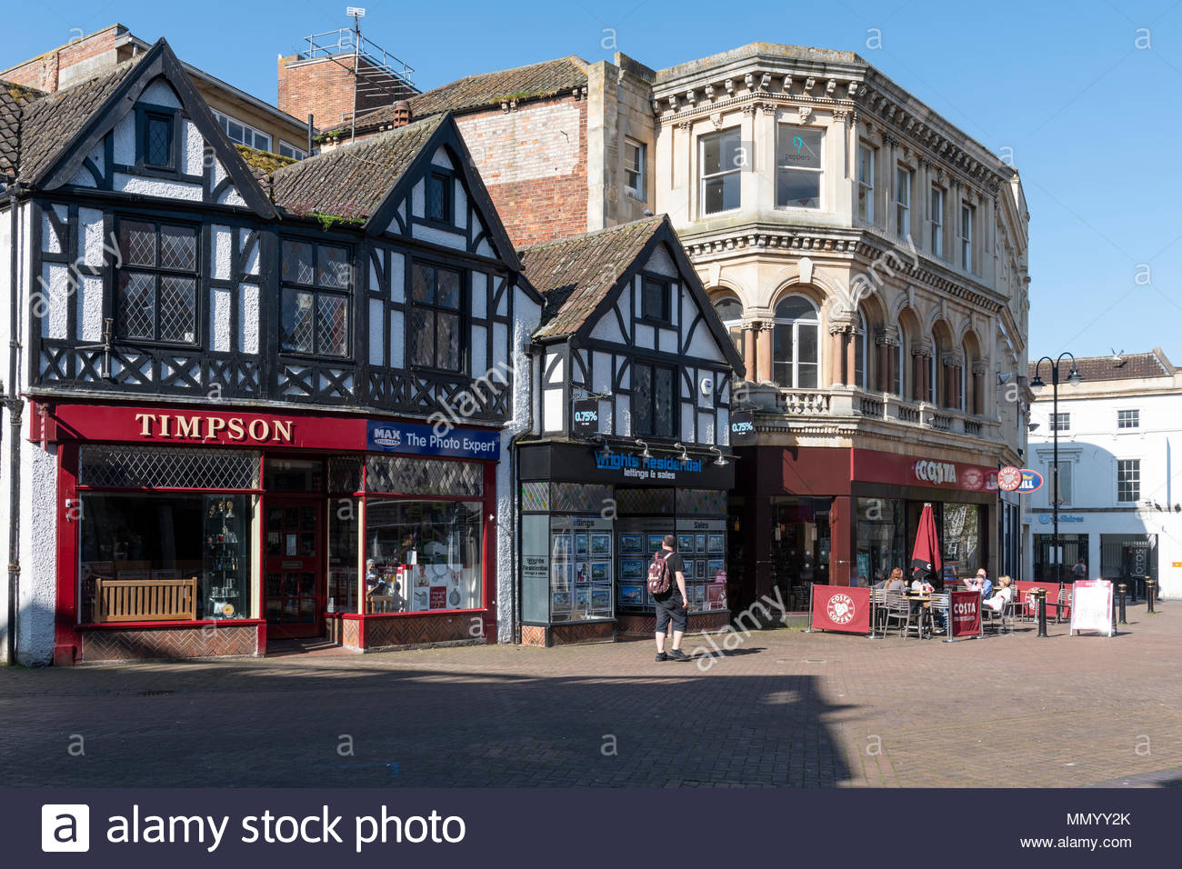 Town Center Pedestrianized Shopping Precinct Area High Resolution Stock ...