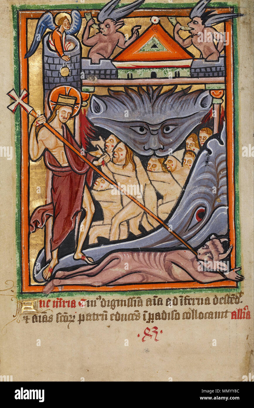 Harrowing of Hell. image 12th century; text 15th century. Harrowing of ...