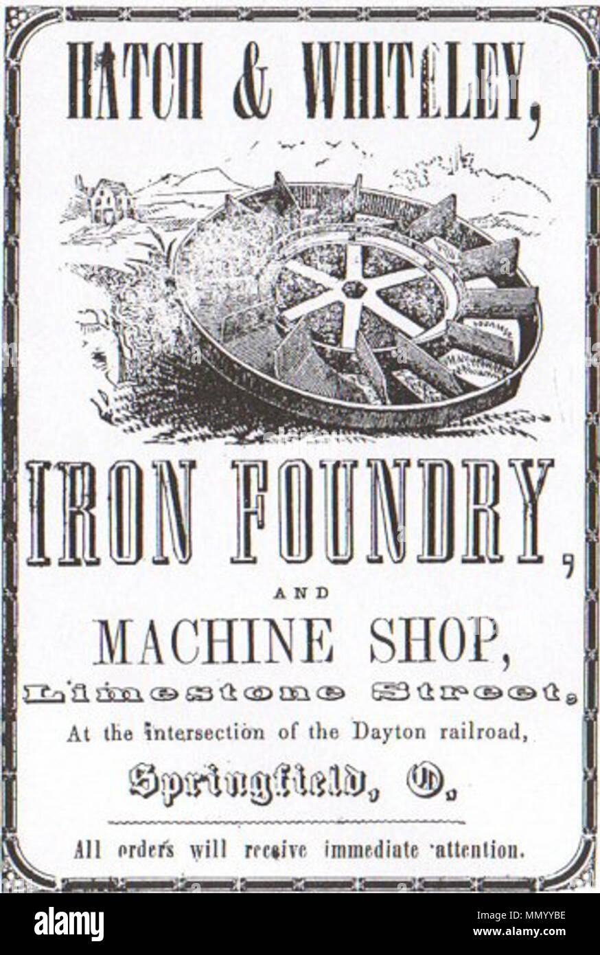 English: Hatch & Whiteley Iron Foundry, Advertisement, 1852 . 1852 ...