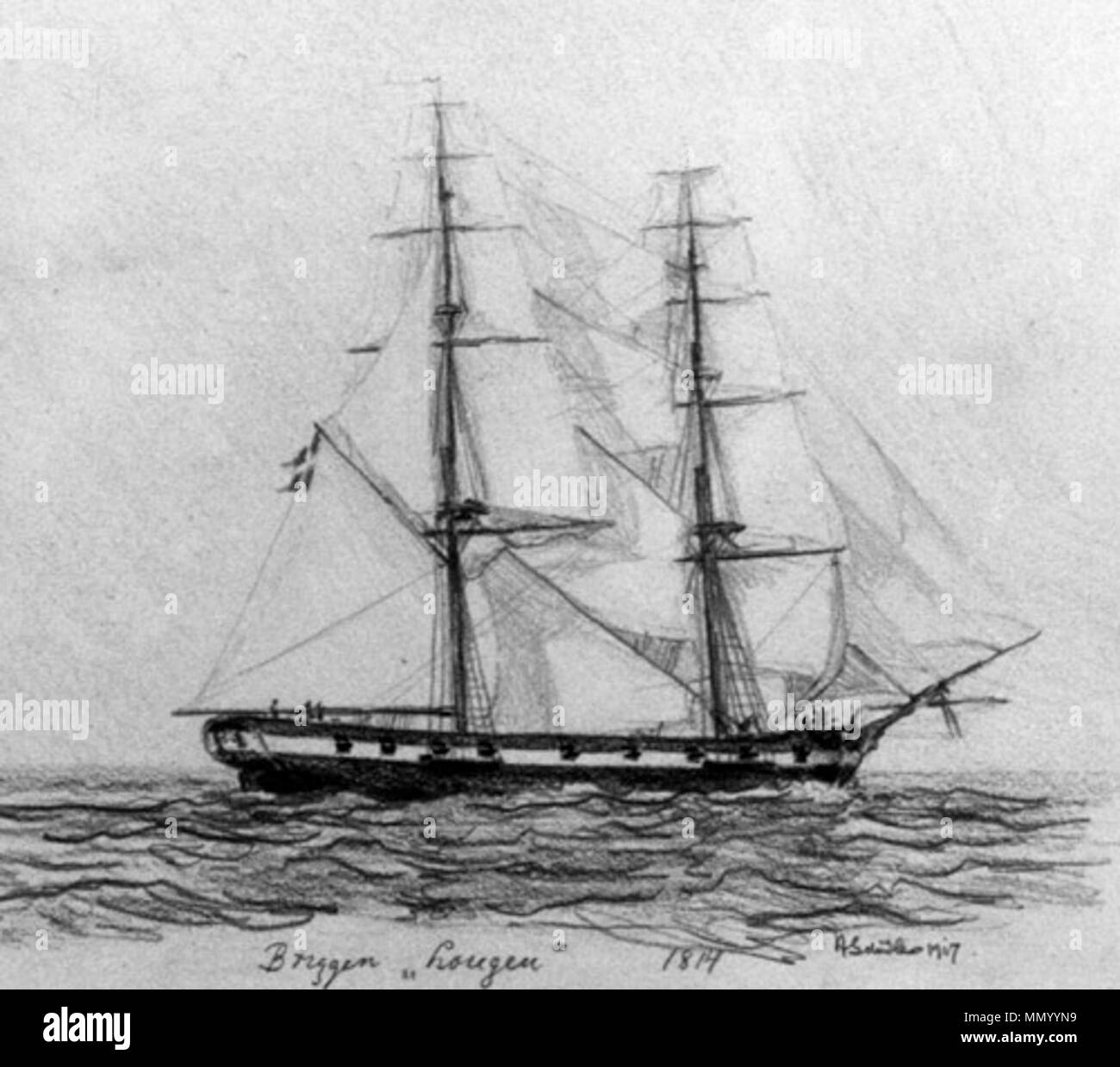 19th century brig Black and White Stock Photos & Images - Alamy