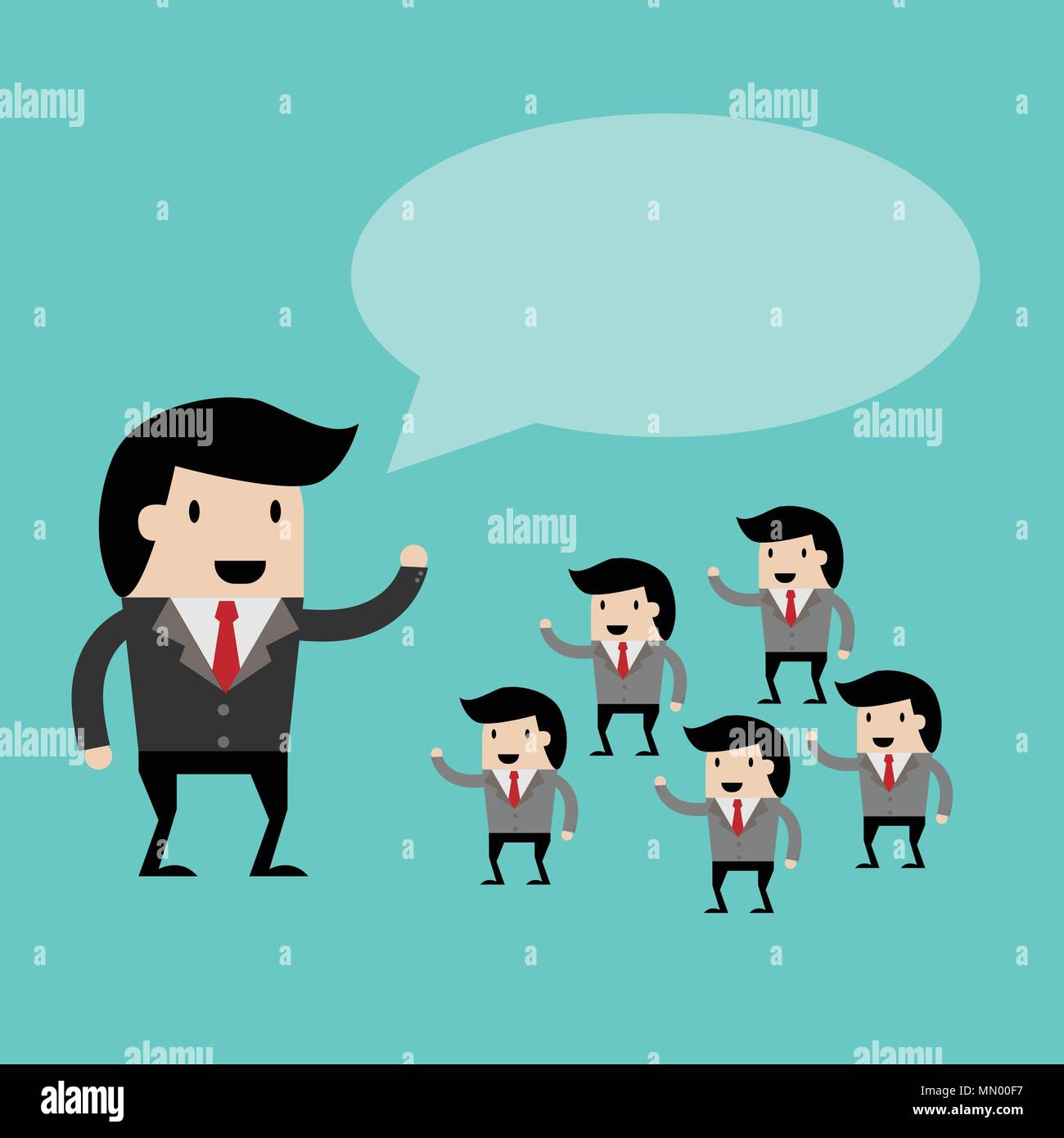 teamwork with leader idea opening speech . cartoon vector illustration ...