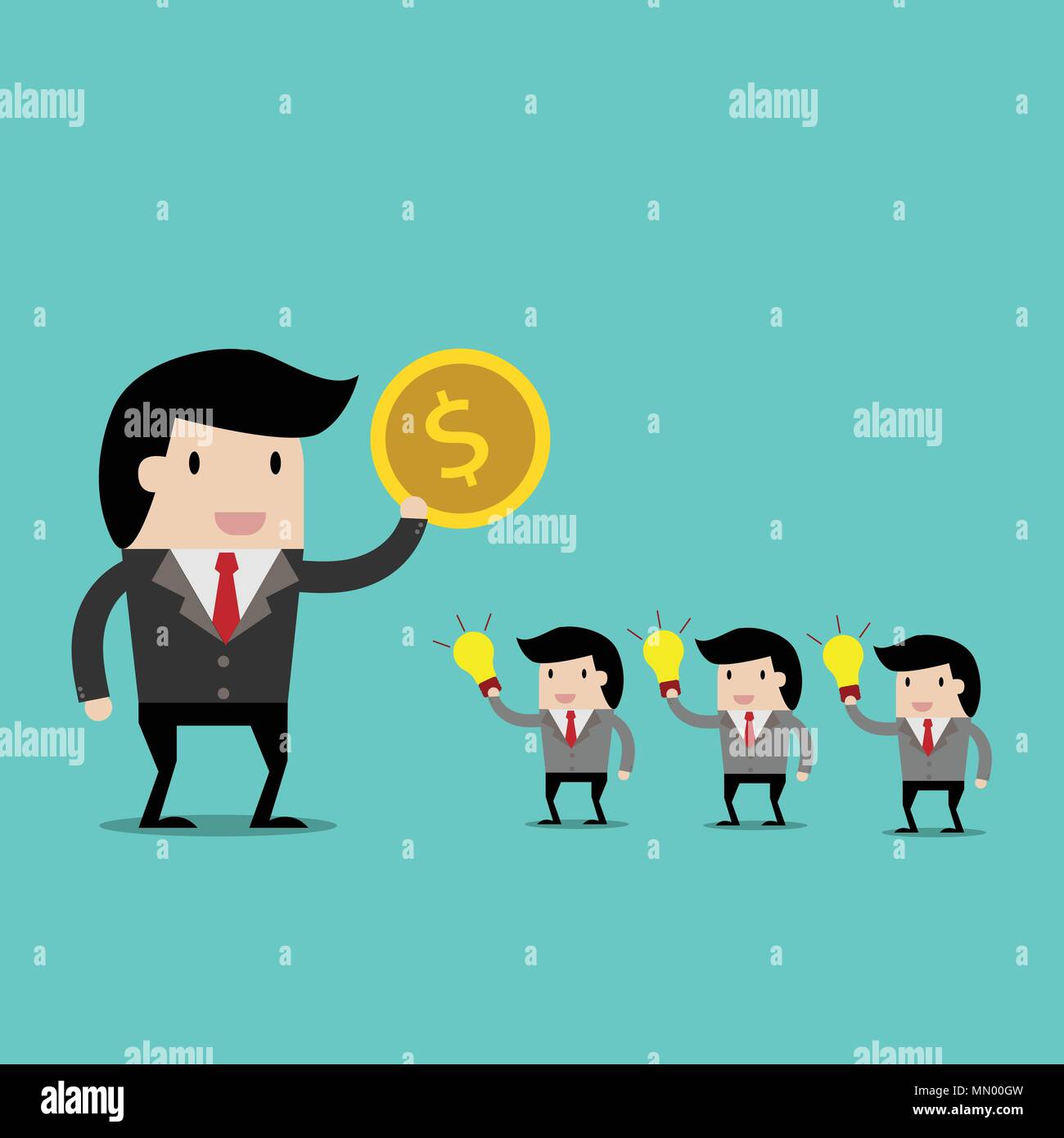 teamwork with leader idea. cartoon vector illustration for business ...