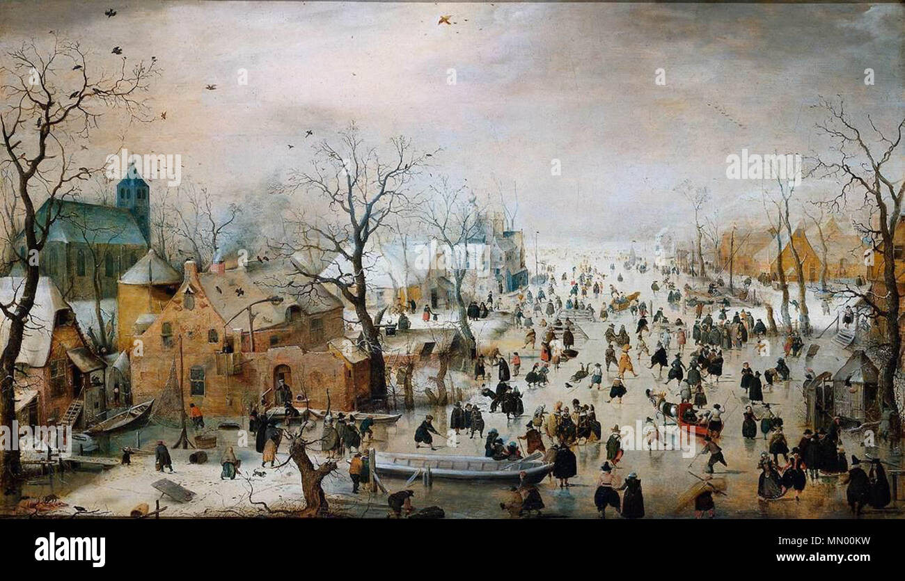 Winter Landscape with Ice Skaters. circa 1608. Hendrick Avercamp - Winter Landscape with Skaters ...