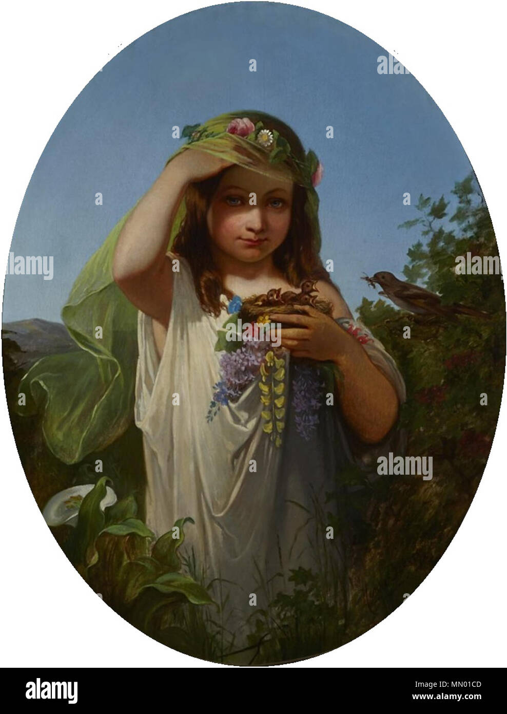 Spring personified (Young maiden with a bird's nest) Henri Jacques ...