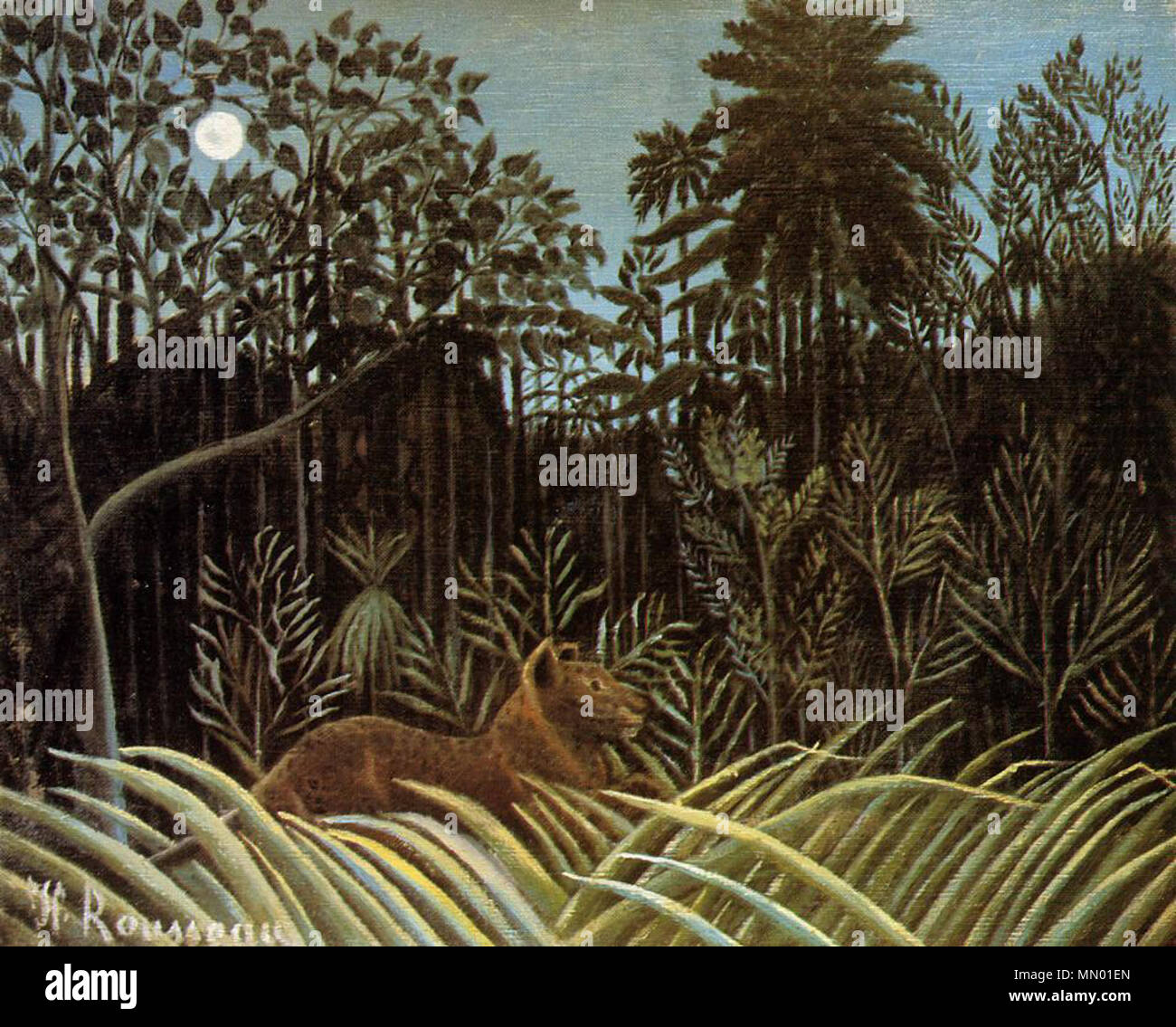 Jungle with Lion. 1904. Henri Rousseau - Jungle with Lion Stock Photo ...