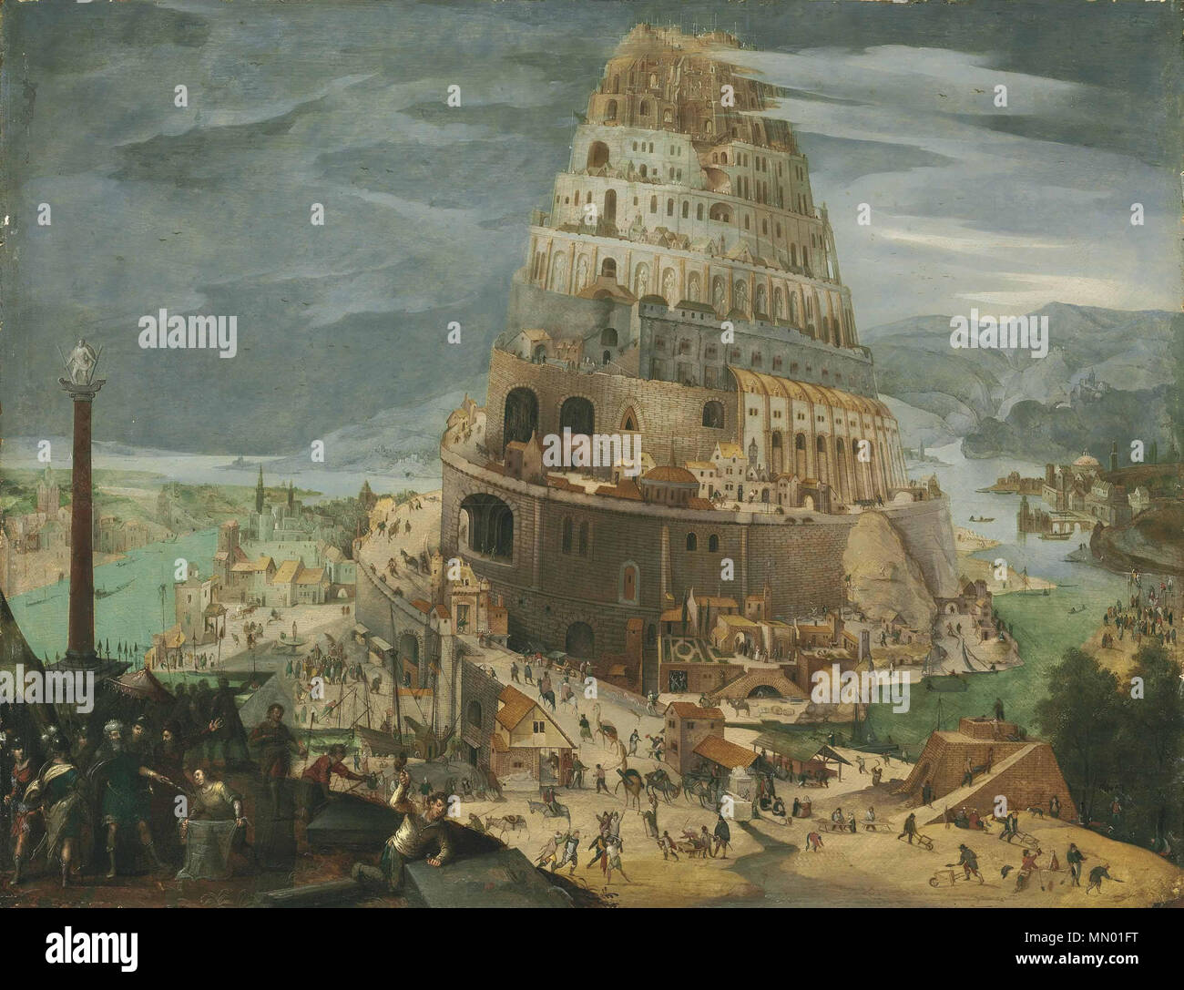 The Tower of Babel. 1604. Abel Grimmer - De toren van Babel Stock Photo ...