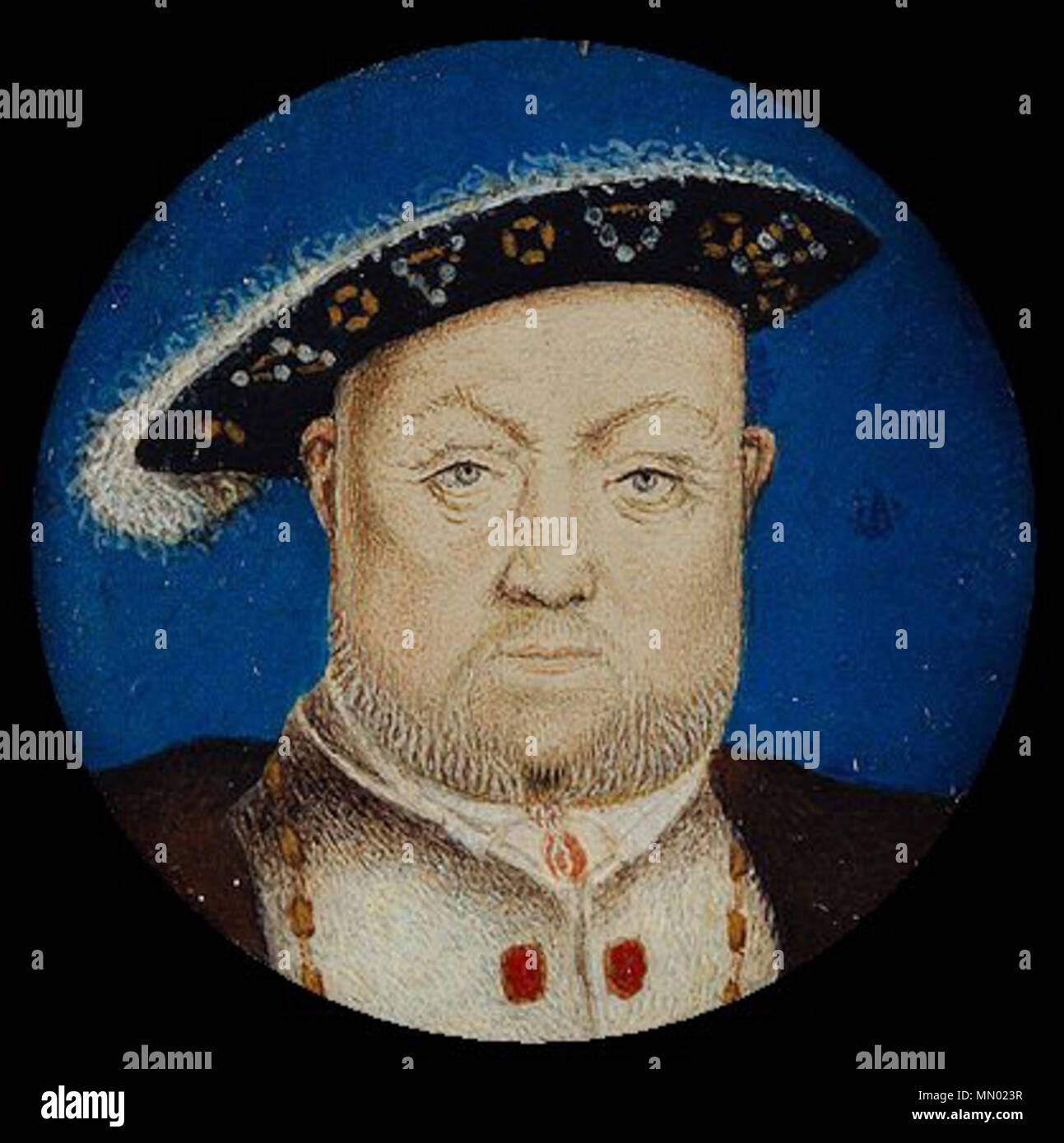 . English: Portrait Miniature of Henry VIII. Watercolour and bodycolour ...