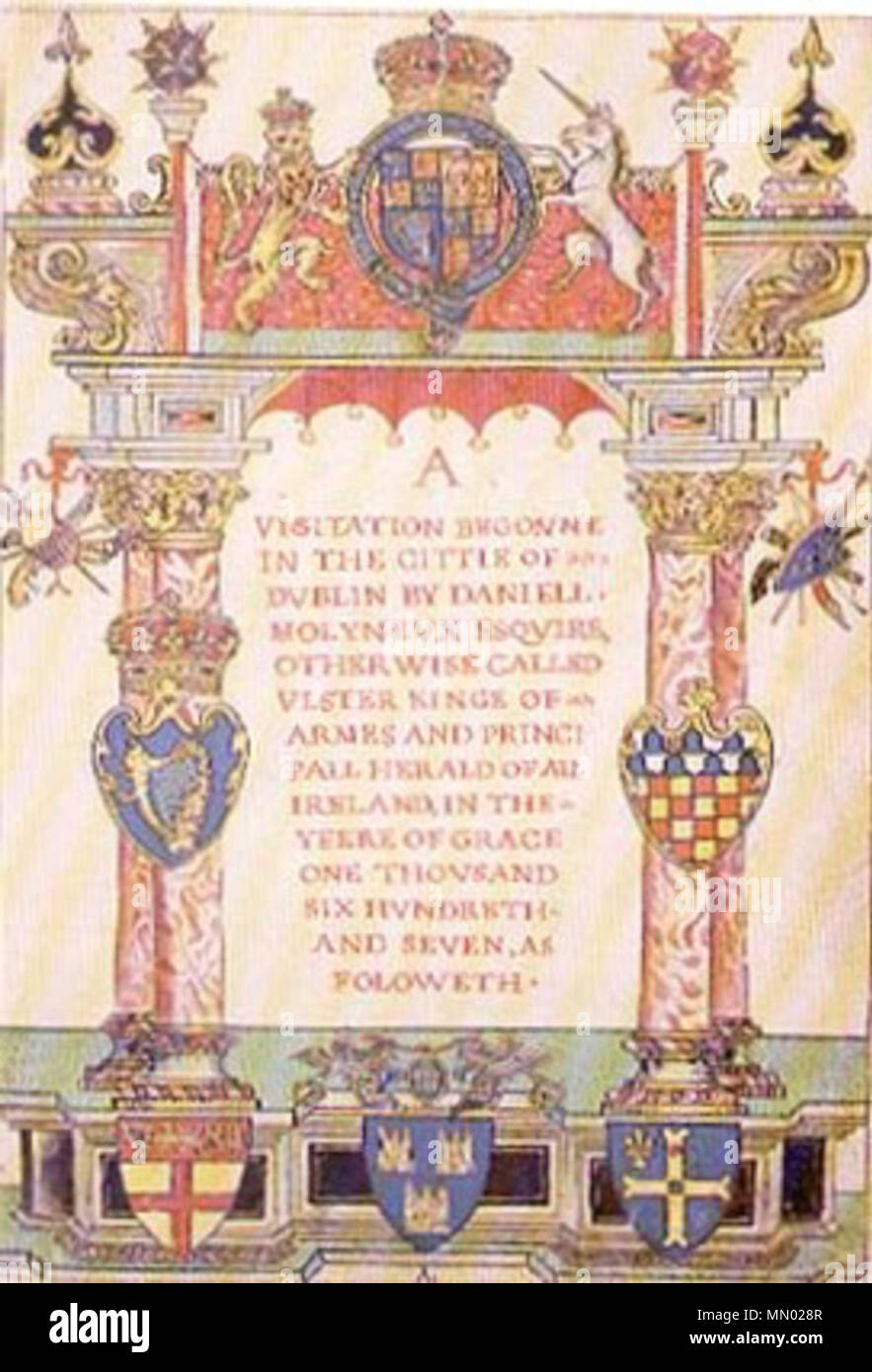 . The frontpiece of the record of the heraldic visitation of Ulster ...