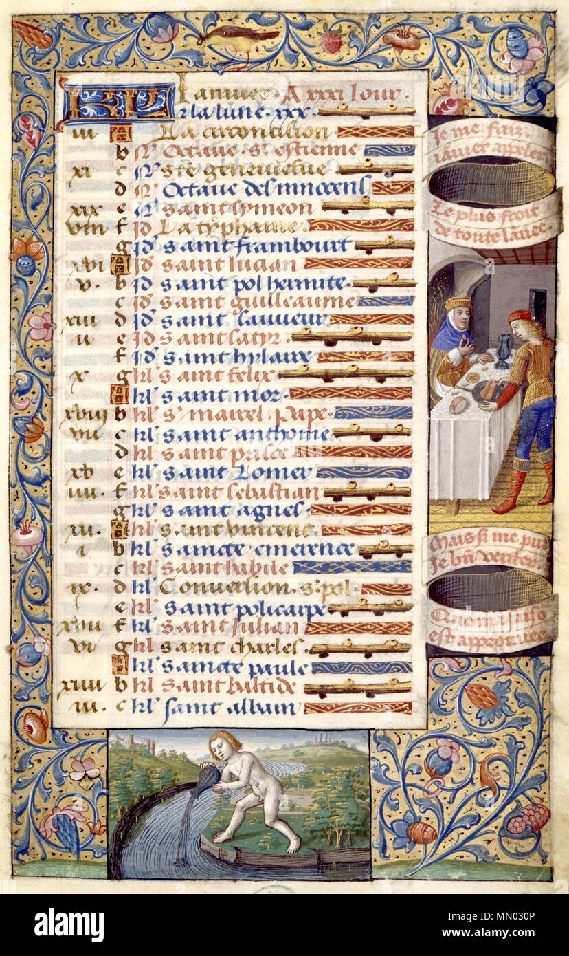 . Français : Heures de Charles VIII Calendrier-Janvier . 13 September ...