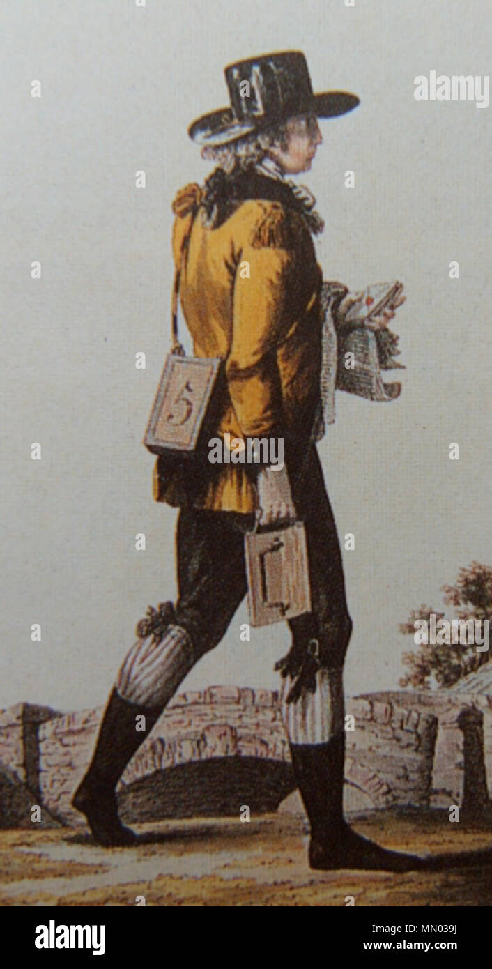 . English: Clapper Postman (engraving) Deutsch: Klapperbote ...