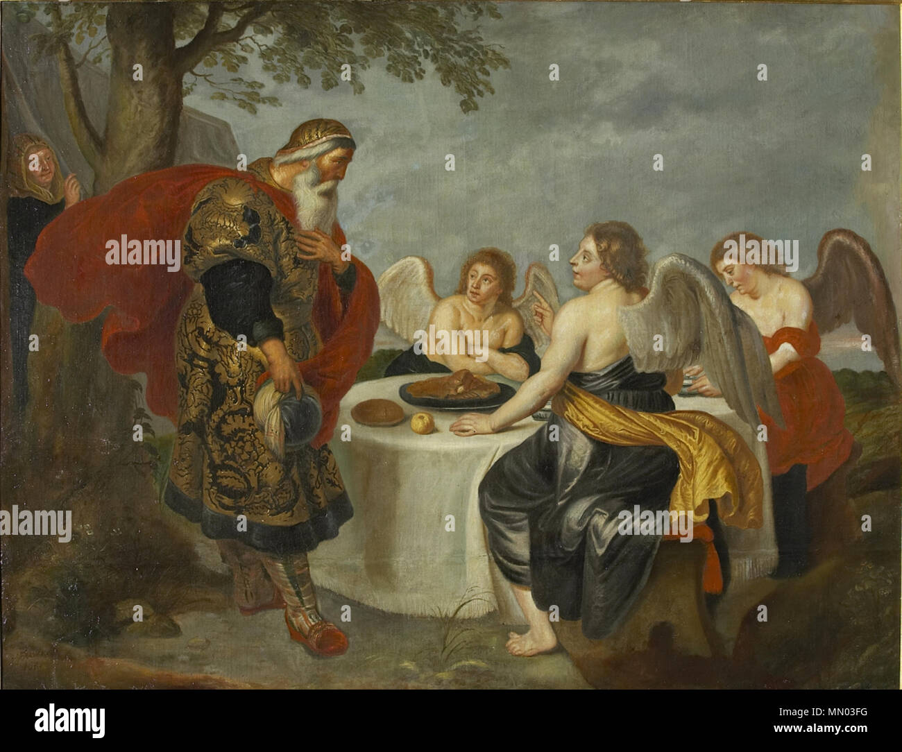 Abraham meets the three angels. 1651. Hieronymus Francken (II ...