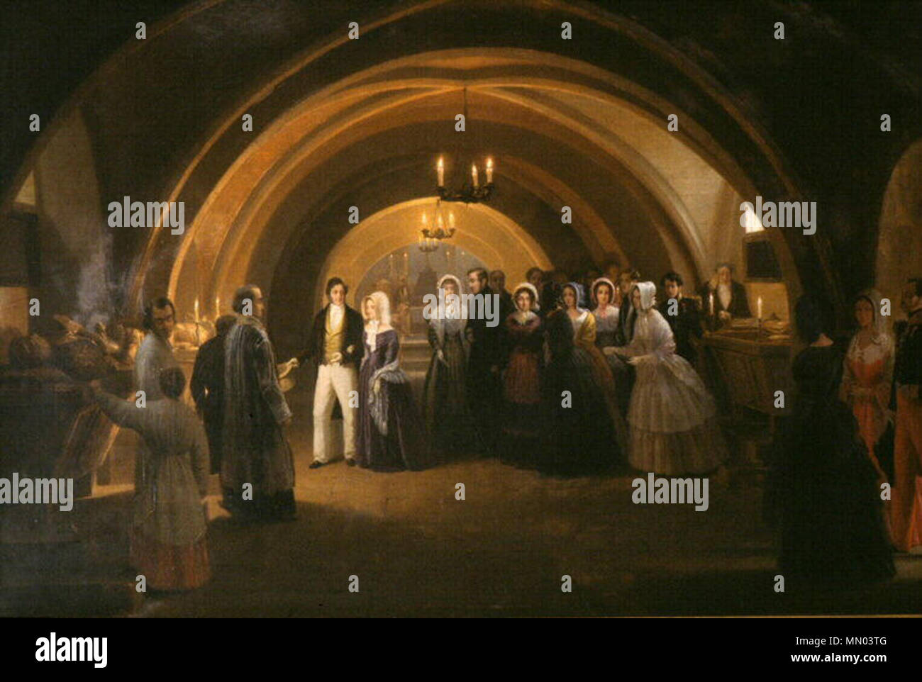 La reine Victoria au bras de Louis-Philippe visite les tombeaux des ...