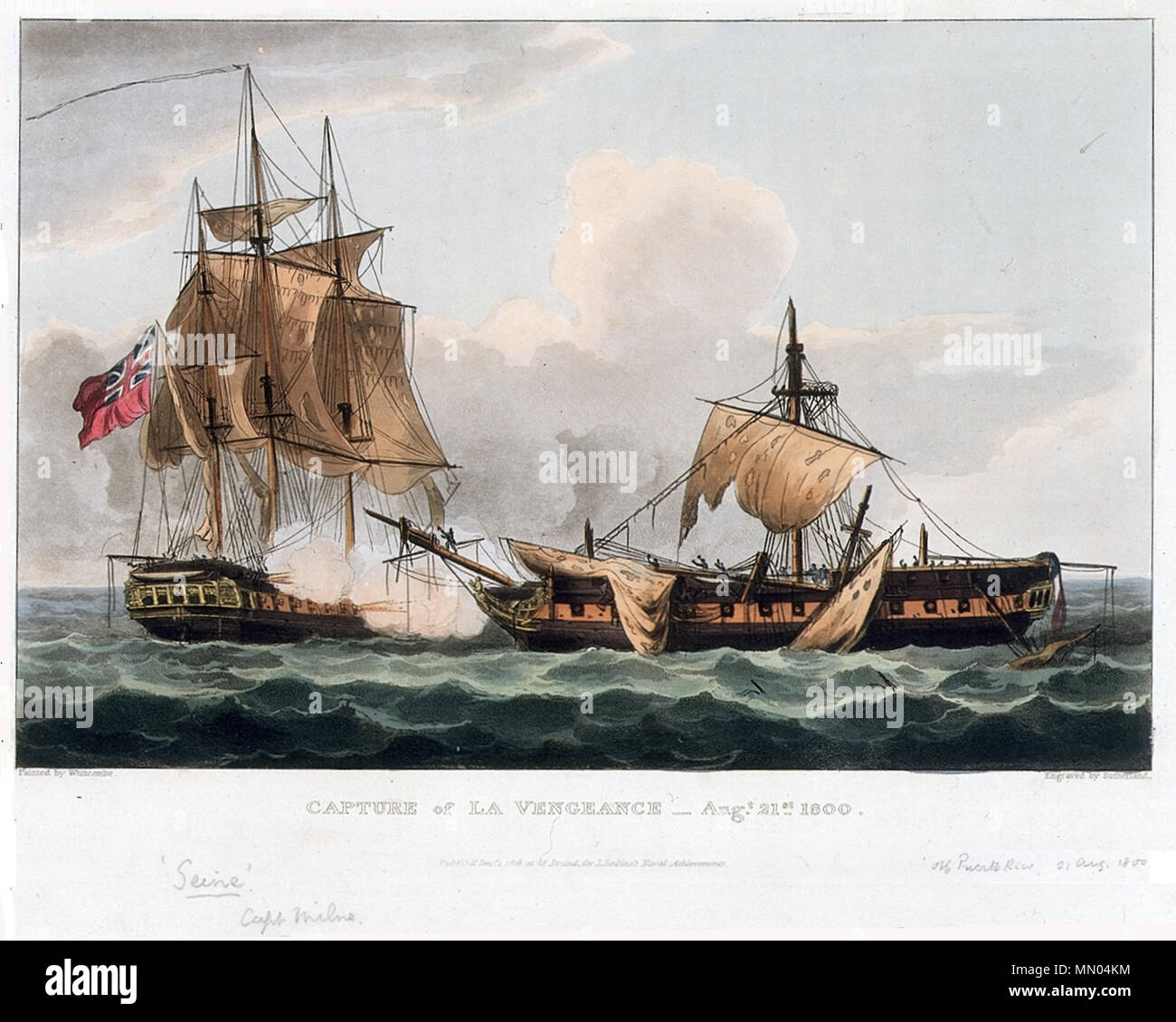 . English: Aquatint, coloured print by Thomas Whitcombe depicting the ...