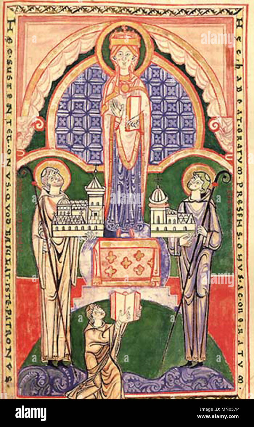 . English: Romanesque miniature with the three founders of the Citeaux ...
