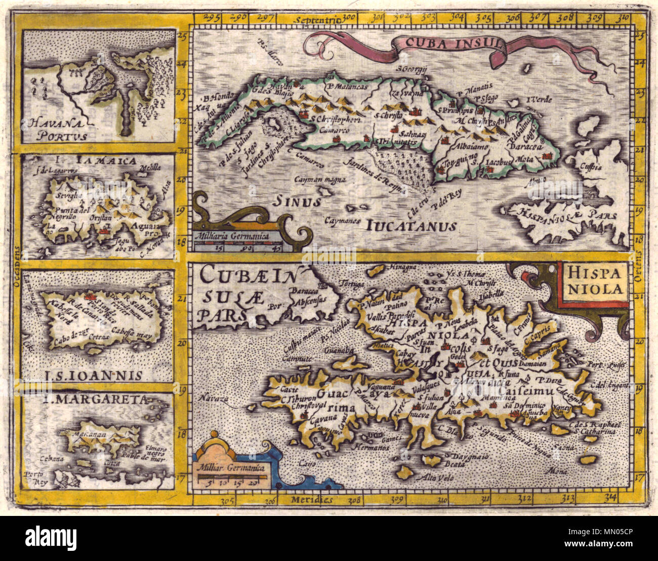 . Dutch cartographer, engraver and publisher Hondius - Cuba Hispaniola ...