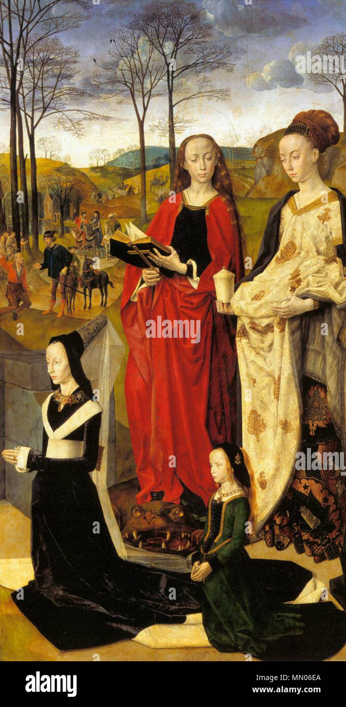 English: Sts Margaret and Mary Magdalene with Maria Portinari . between ...