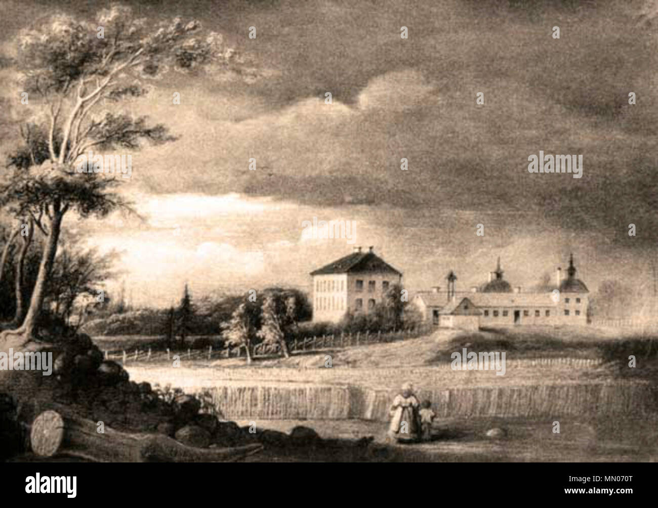 Hässelby slott, pastellkrita, 1850-talet Stock Photo - Alamy