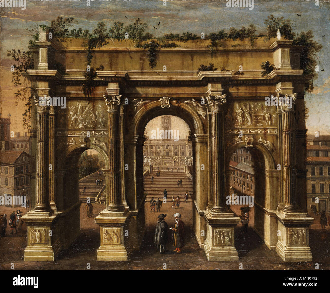 . Idealansicht Septimius-Severus-Bogen und Kapitol. Italienischer Maler ...