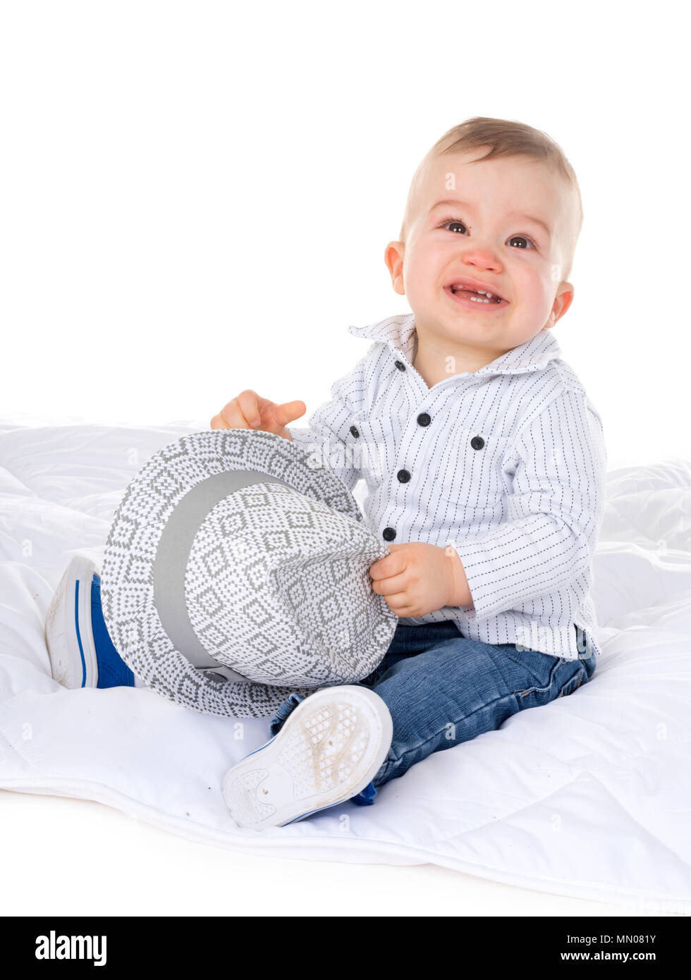 human baby in front of white background Stock Photo - Alamy