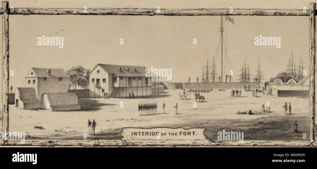 . English: Interior of the Fort. . circa 1853. Interior of the Fort ...