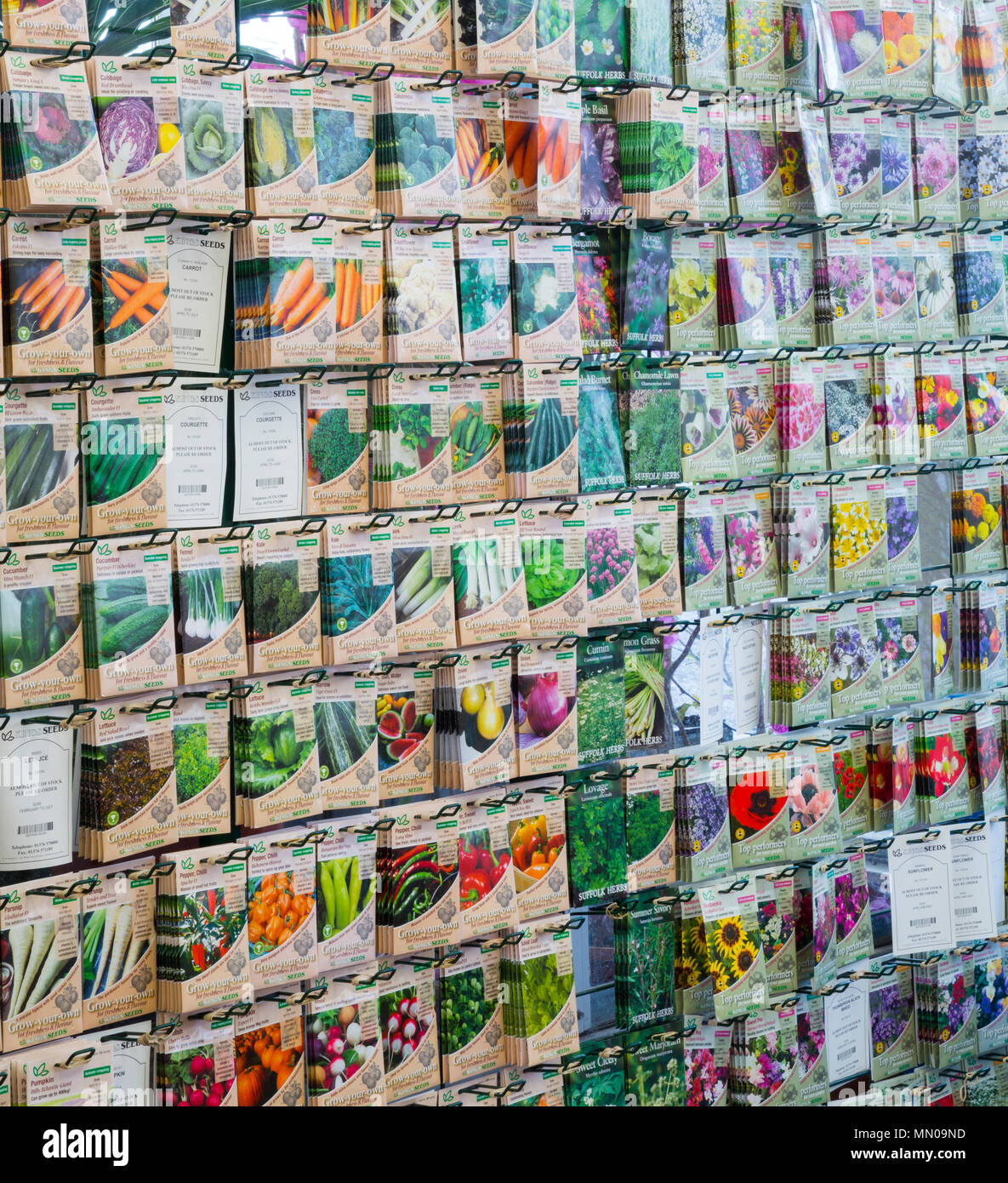 A selection of seed packets on display at Garden Centre Stock Photo - Alamy