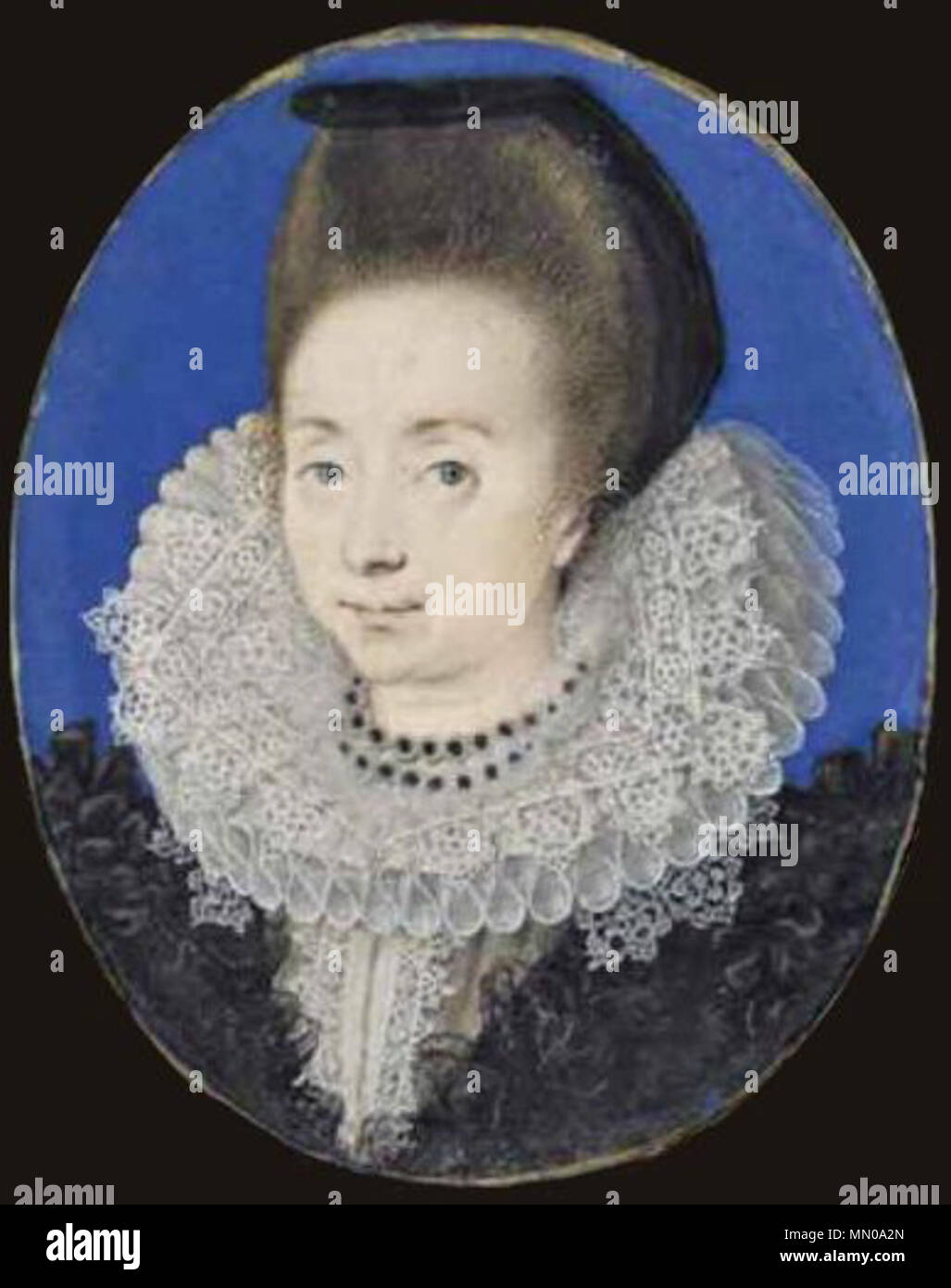 . English: Portrait miniature of a young lady in a black dress and ...
