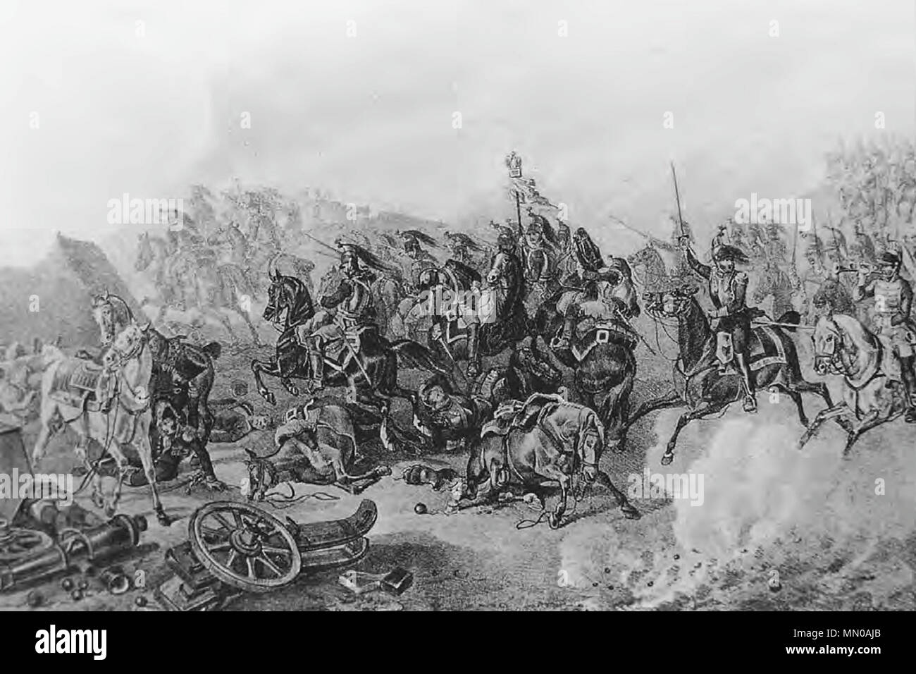 . English: French cuirassiers charge into the Great Redoubt during the ...