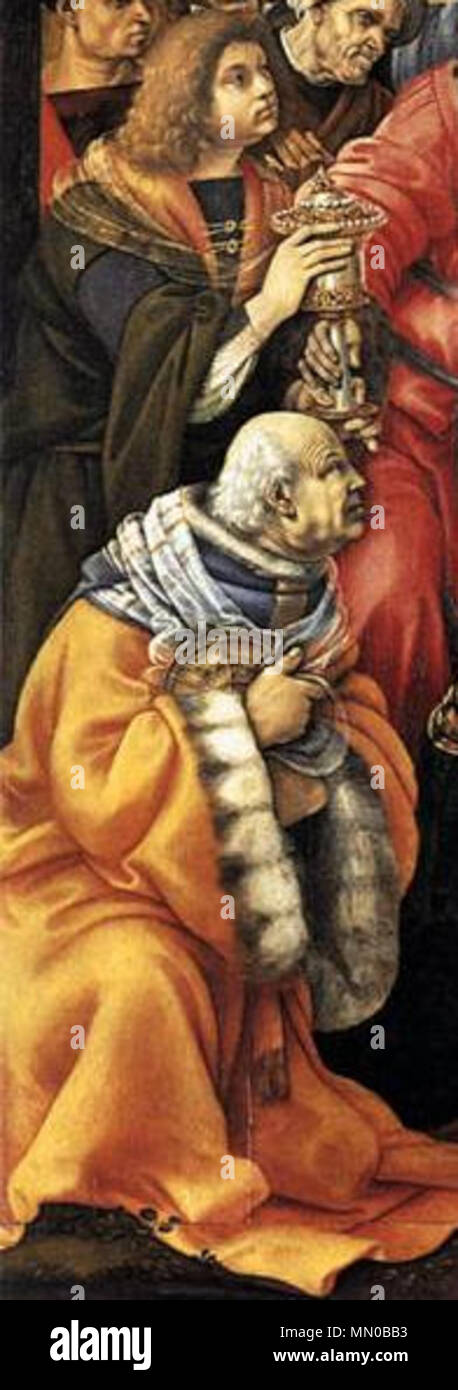 . English: Detail with Pierfrancesco de' Medici the Elder and his son ...