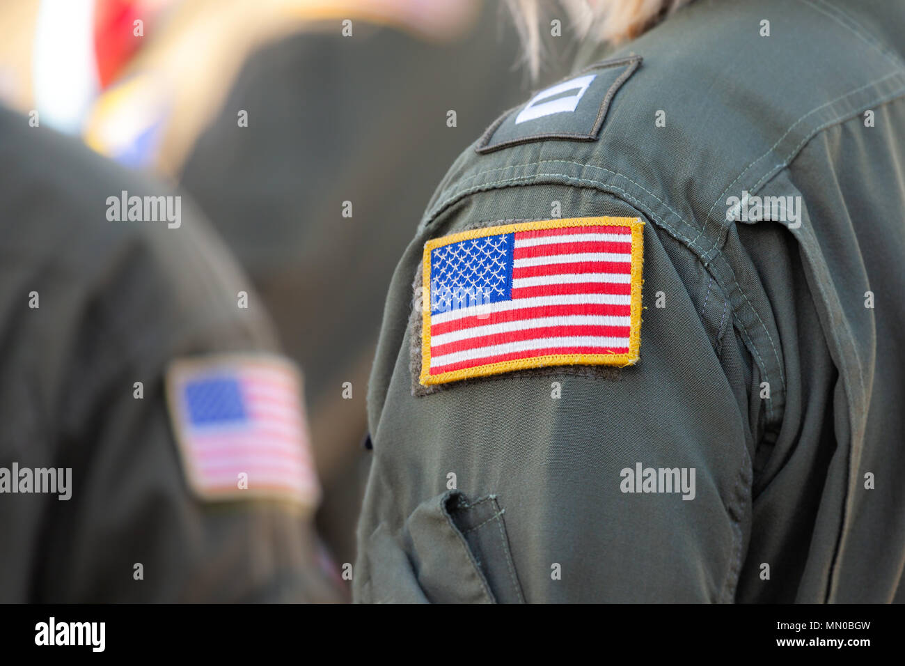 American flag patch on a pilots uniform Stock Photo - Alamy