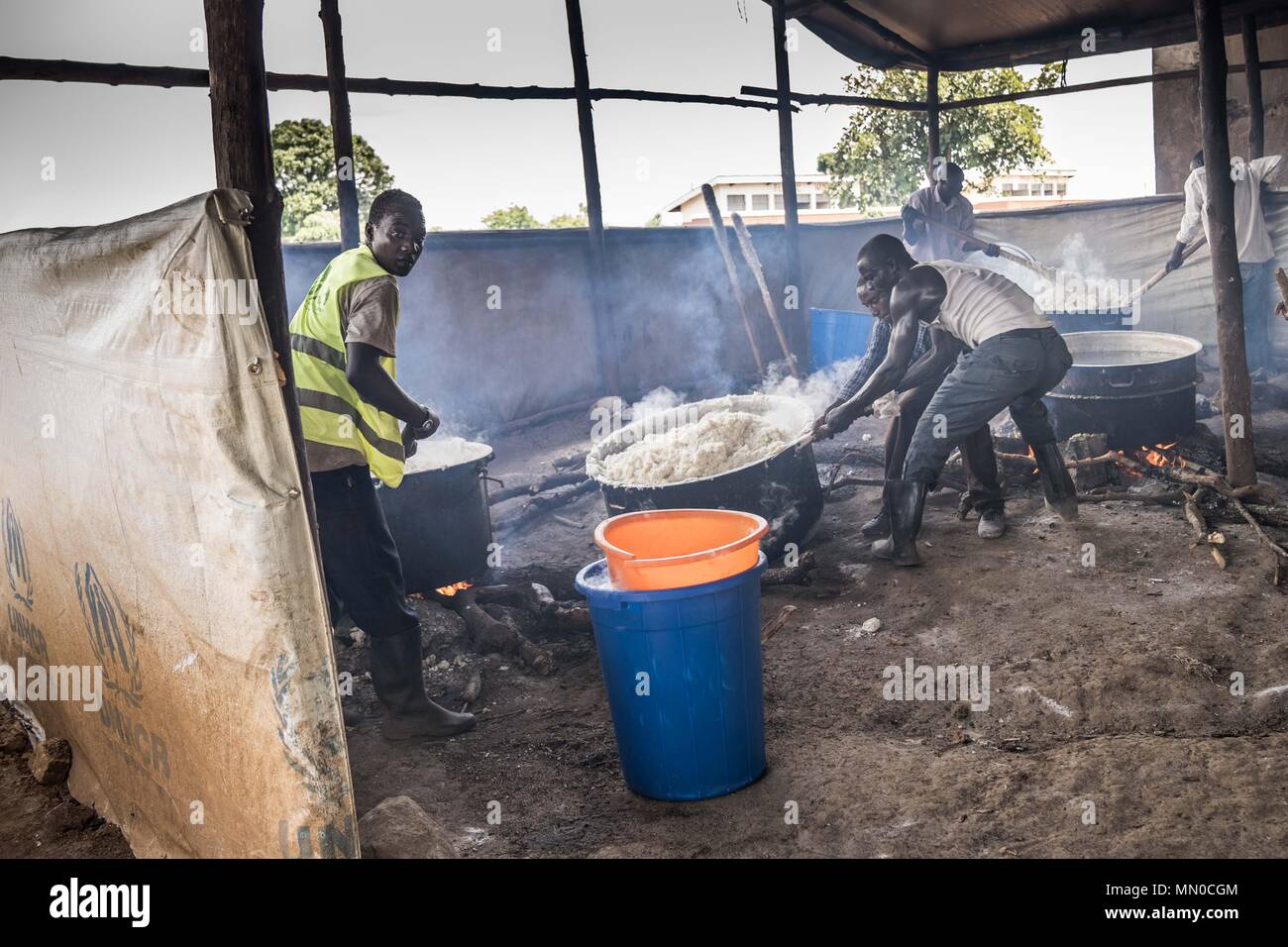 The kitchen of Kyangwali refugee camp which provides hot meal for 2500 ...