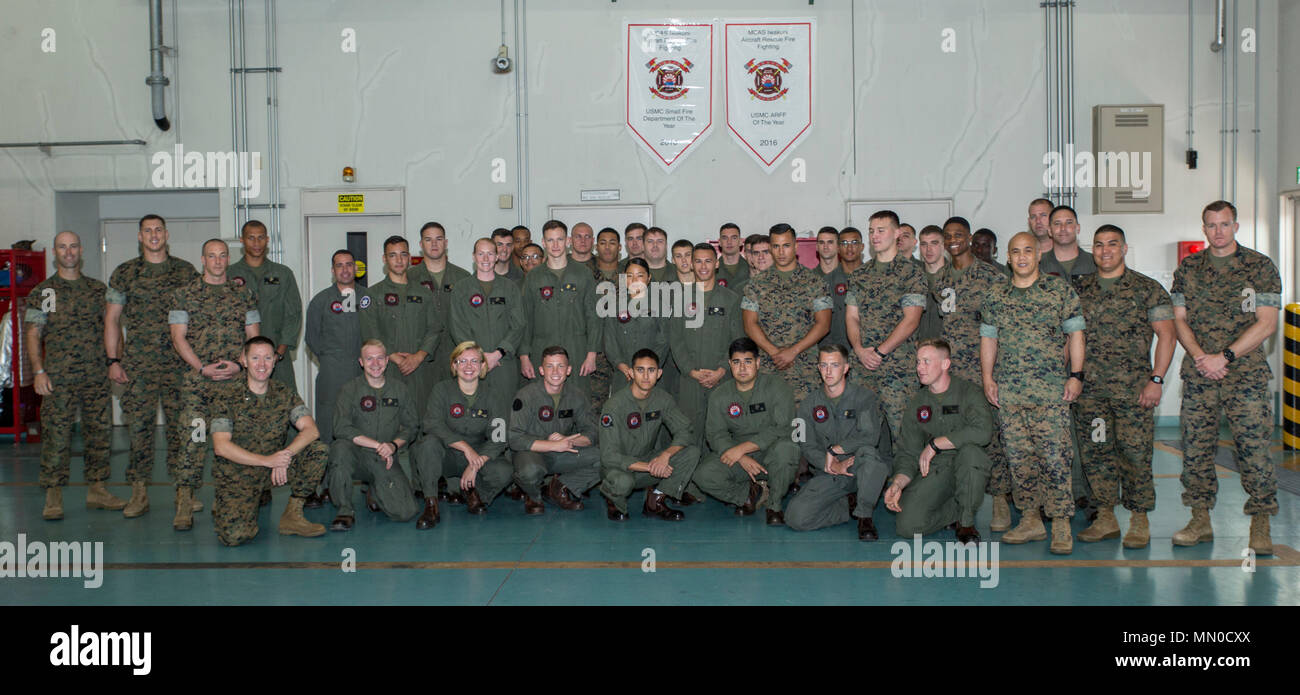 Aircraft Rescue and Firefighting (ARFF) Marines pose for a photo during ...