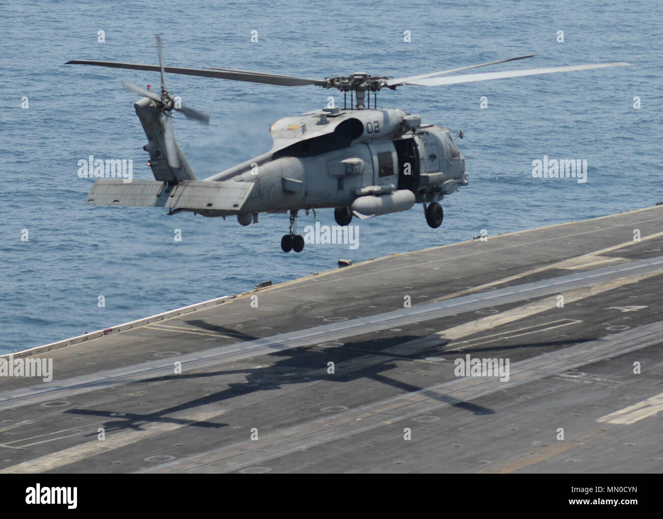 ARABIAN GULF (Aug. 1, 2017) MH-60R Sea Hawk helicopter, from the “Wolf ...