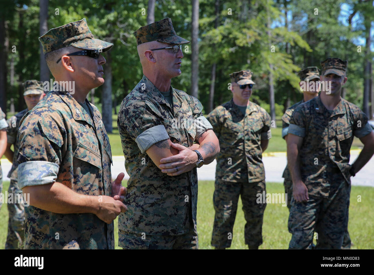 U.S. Marine Corps Col. Adam M. Chalkley, Commanding Officer, and SgtMaj ...