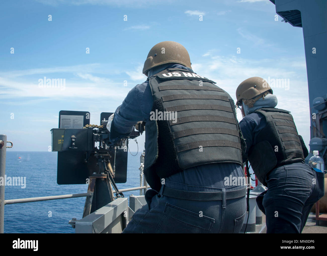 PACIFIC OCEAN (Aug. 2, 2017) Gunner's Mate 3rd Class Khalil Mitchell ...