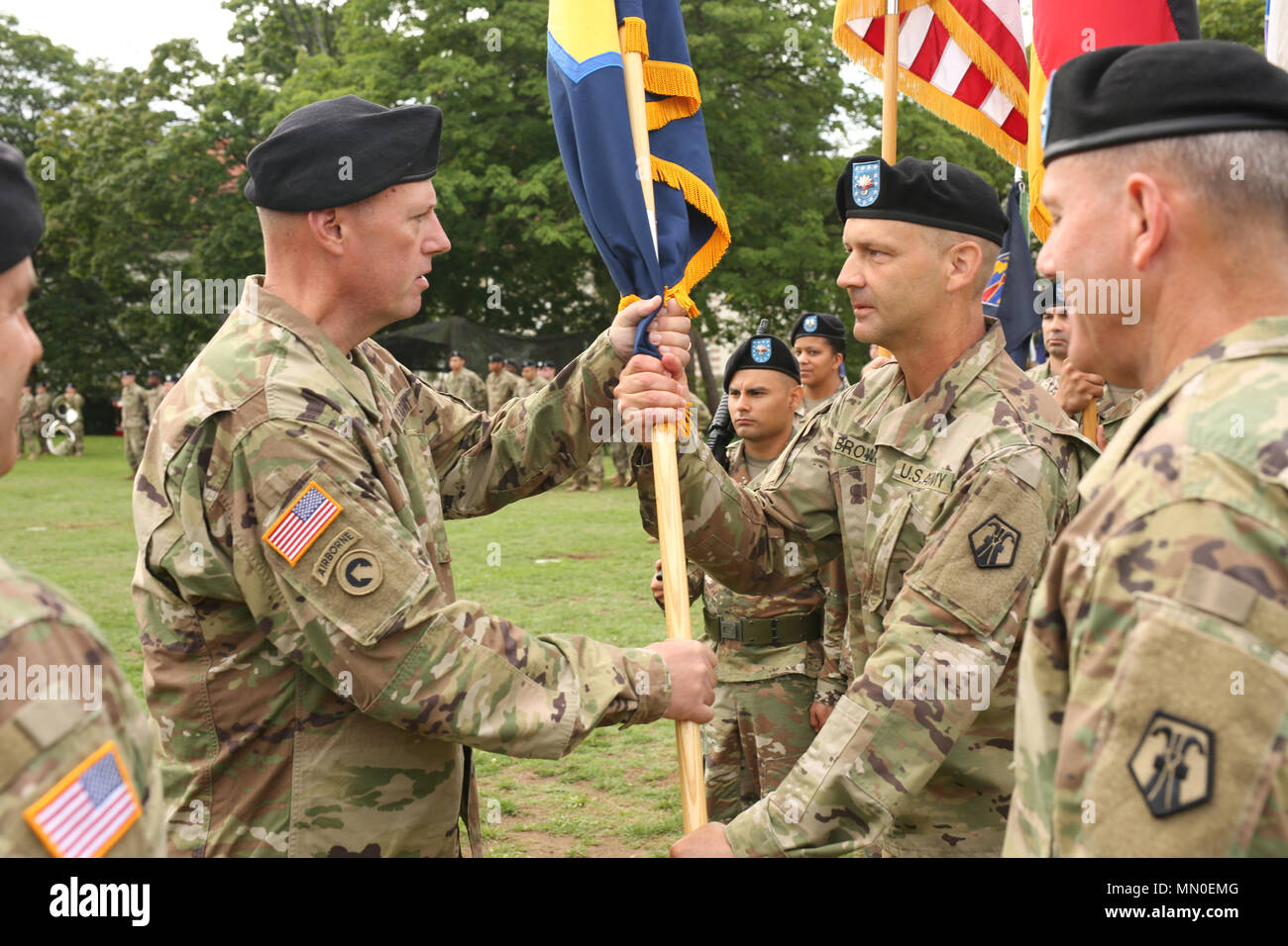Brig. Gen. Frederick R. Maiocco Jr., left, hands the 7th Mission ...