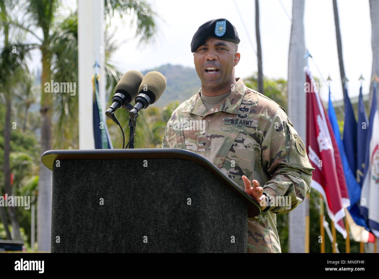 Brig. Gen. Ronald P. Clark, incoming USARPAC Chief of Staff, speaks to ...