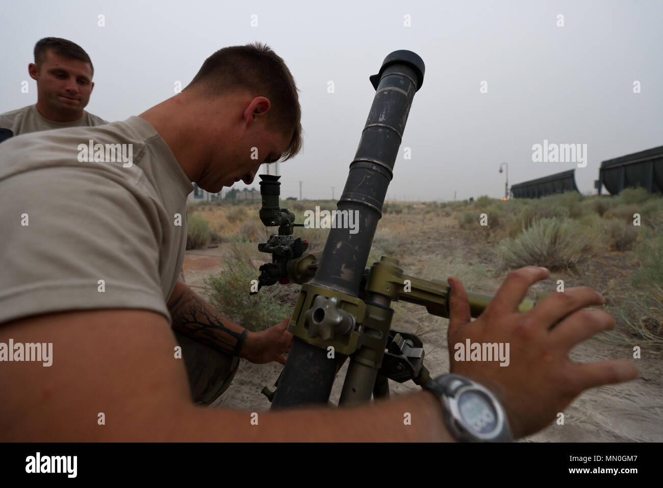 U.S. Army Pfc. William Stewart, assistant gunner, Alpha Company, 1st ...