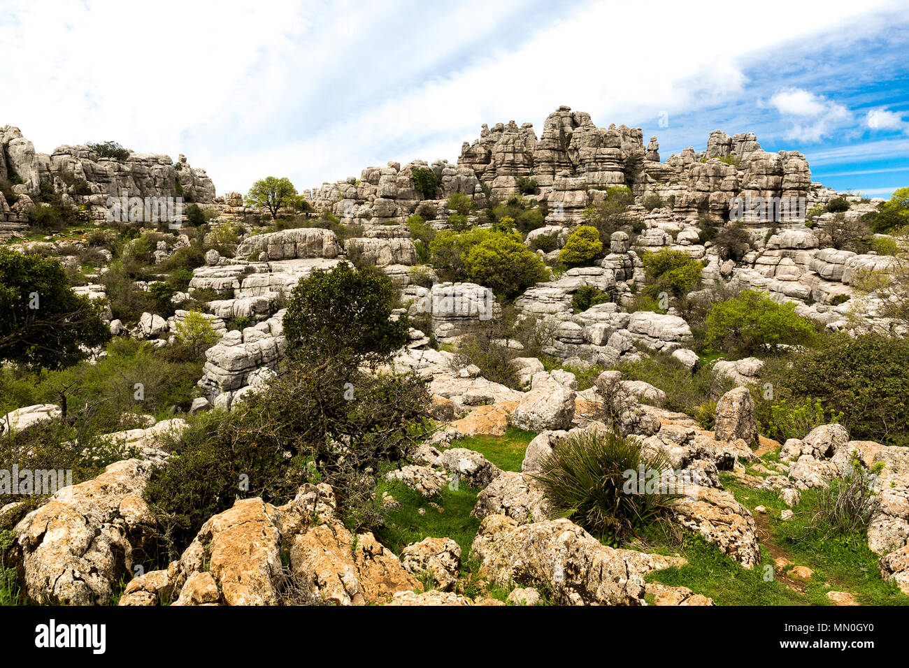 Natural Park El Torcal de Antequera and tourists, Malaga province ...