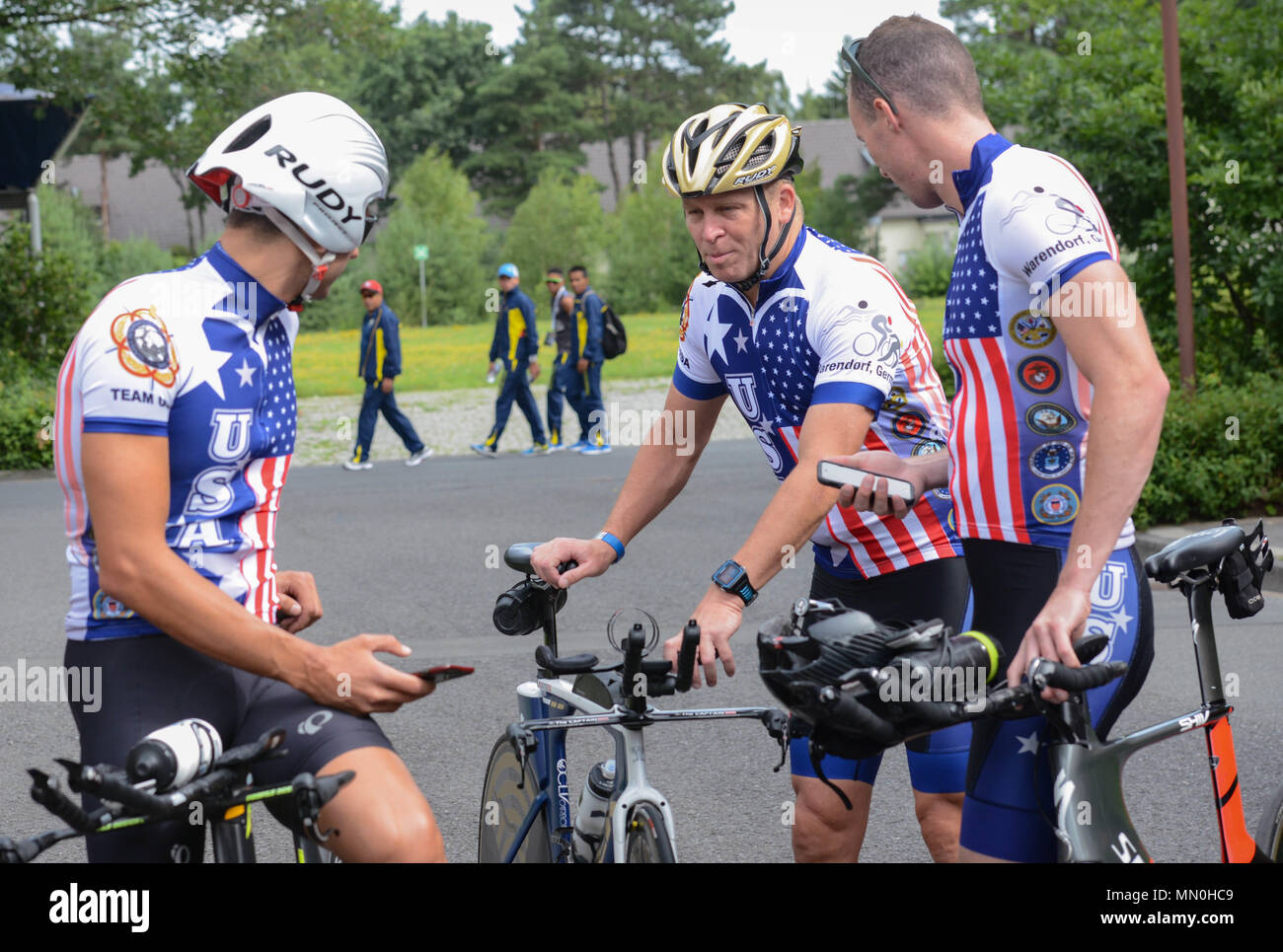 Military members of U.S. Armed Forces Triathlon team prepare for a ...
