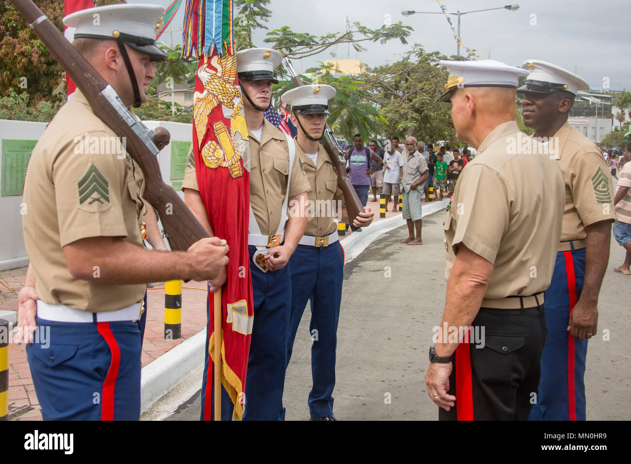 Wreath laying ceremony solomon islands scouts memorial hi-res stock ...
