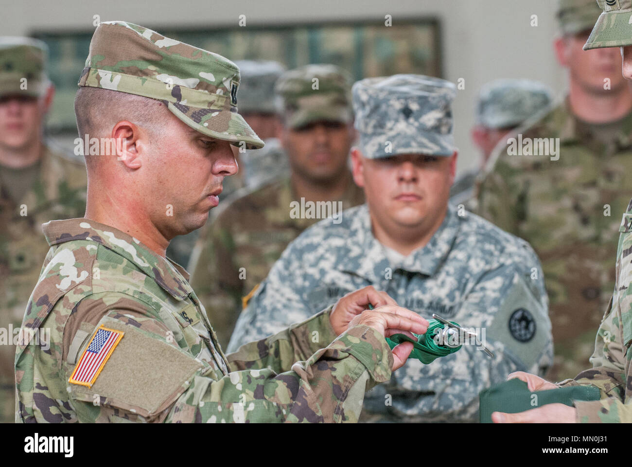North Carolina Army National Guard Capt. Joshua Meekins, commander of ...