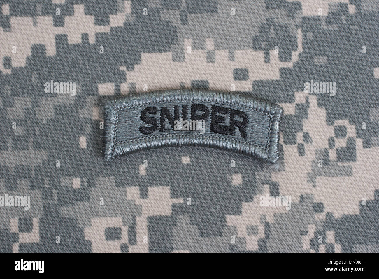 US ARMY sniper tab on camouflage uniform Stock Photo - Alamy