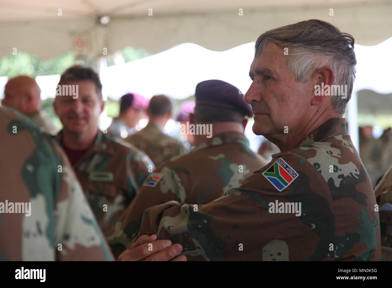 South African paratroopers await to draw the MC-6 parachute system ...
