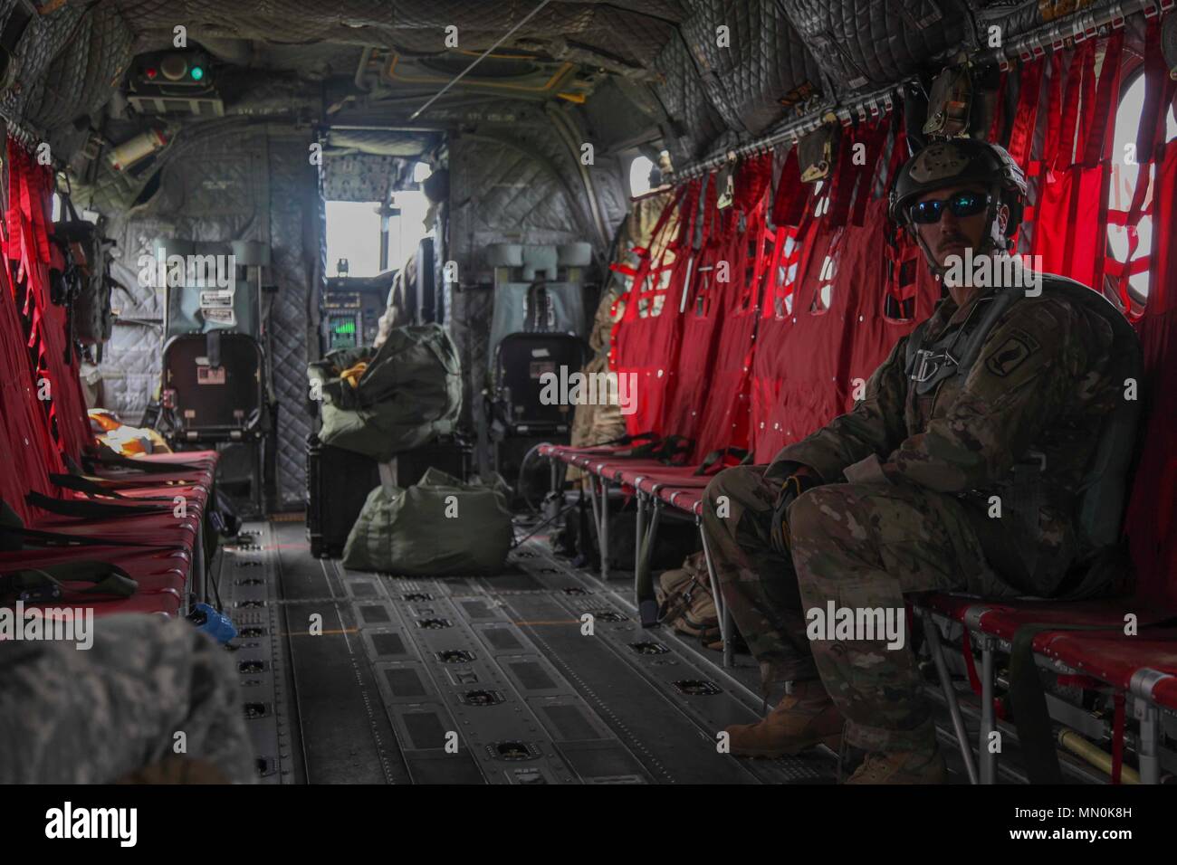 U.S. Army Staff Sgt. Joe Amaral, from the 56th Troop Command, onboard a ...