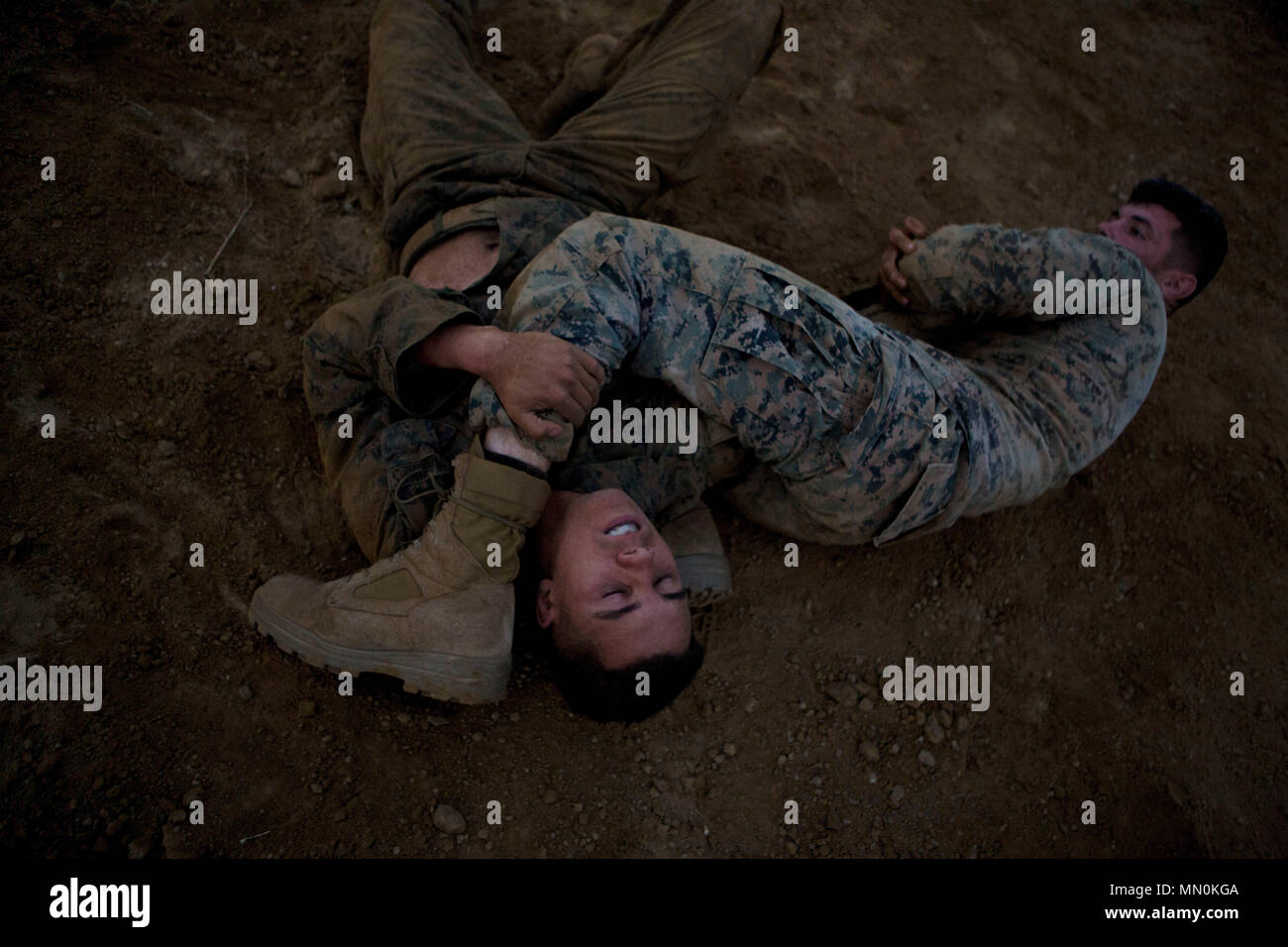 U.S. Marines with Black Sea Rotational Force 17.1 grapple during a ...